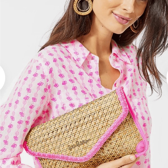 Lilly Pulitzer | Tops | Lilly Pulitzer Sea View Button Down Shirt Womens Xxs Pink Topaz ...